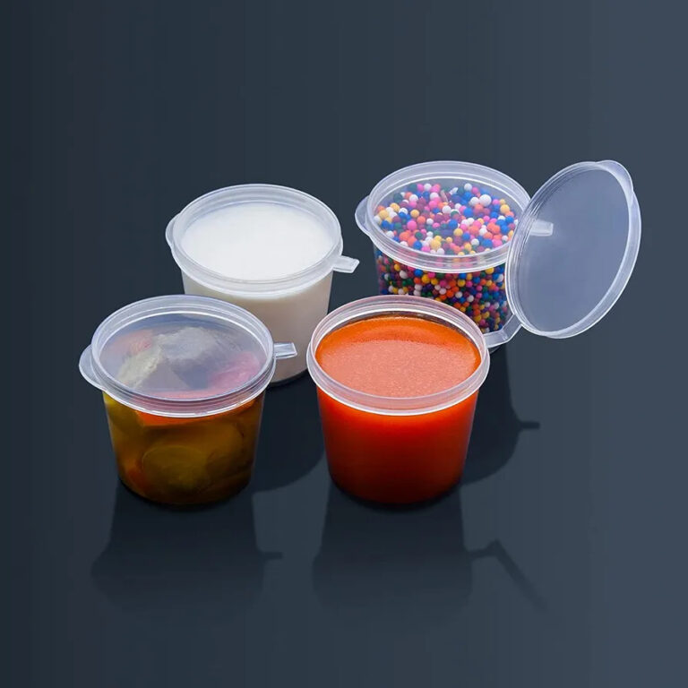 Disposable Sauce Cups With Attached Lids - Eloquent Prints & Packaging